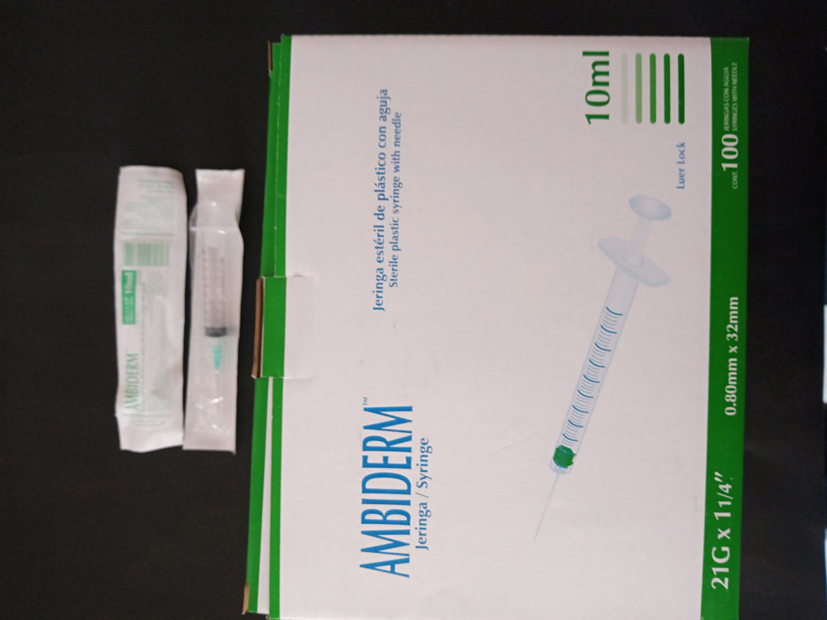 JERINGA DE 10ML 21 X 32 MM CAJA C/100 AMBIDERM – Distribuidora de Material de Curación GOS